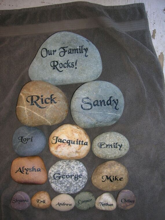 Engraved stone etched stone mothers day stone namesake | Etsy