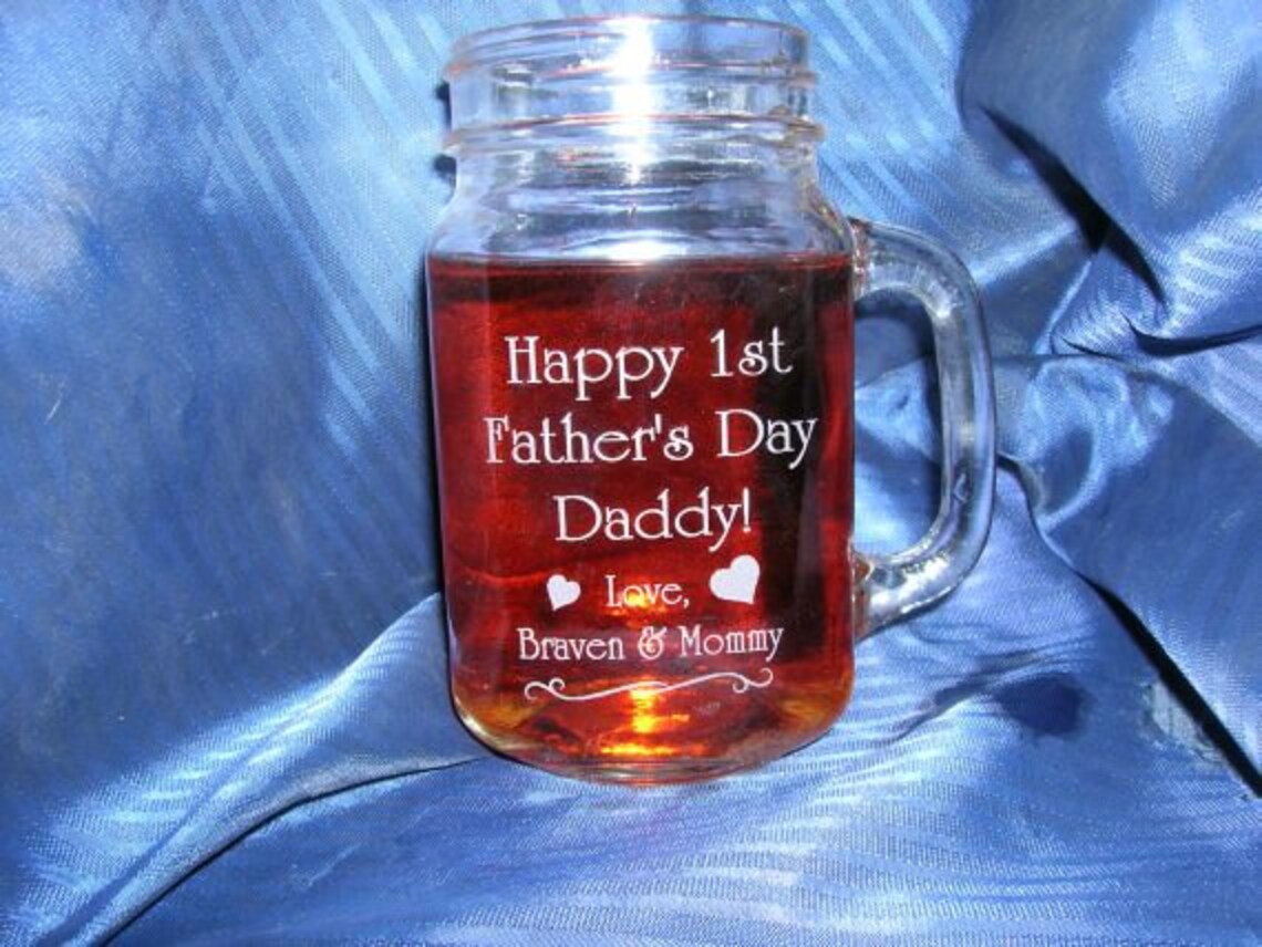 Father's Day jar Etched mason jar engraved mason jar | Etsy