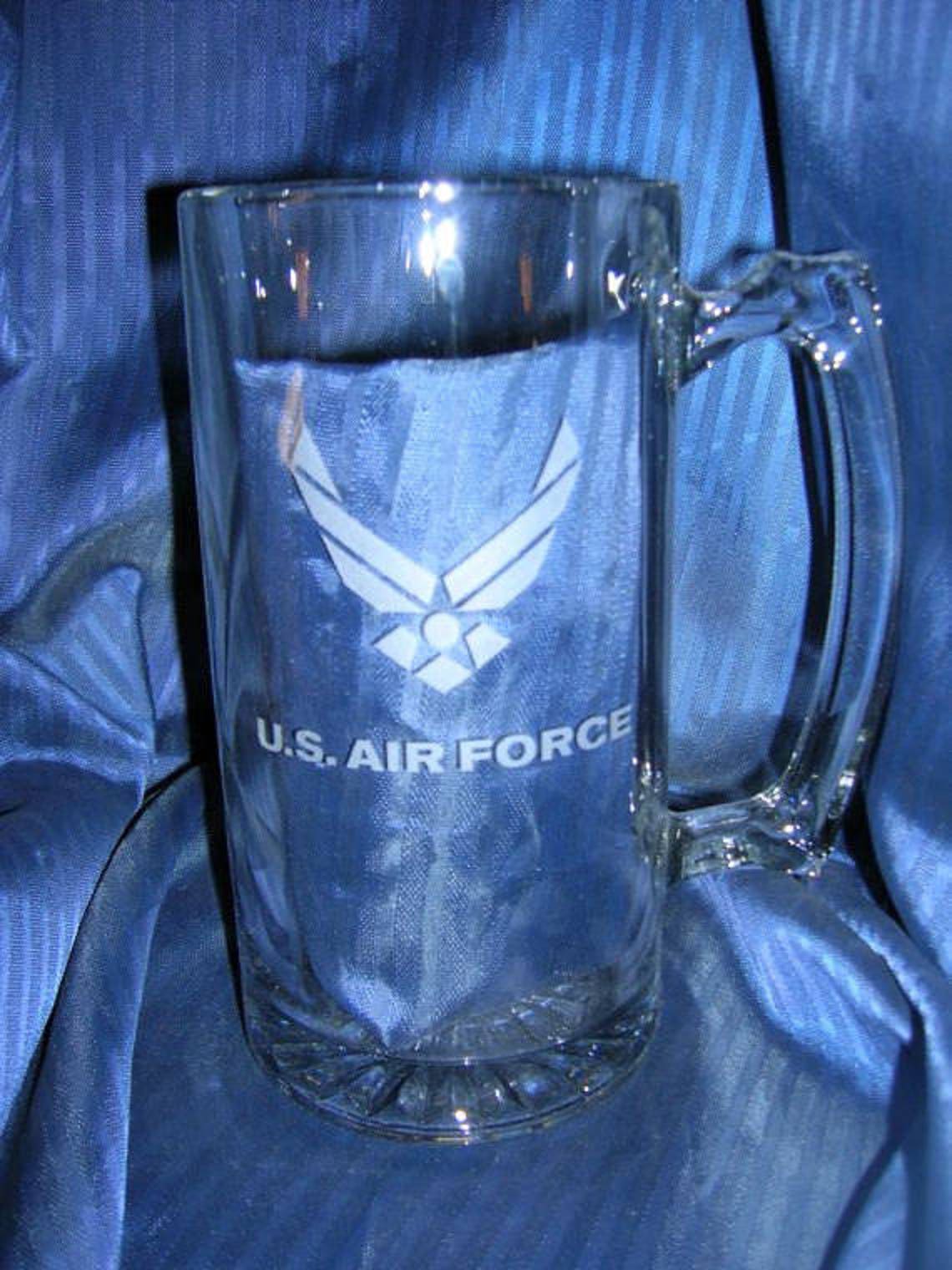 Etched Us Airforce Glass Mug, Engraved Us Airforce Glass Mug, Etched Us ...