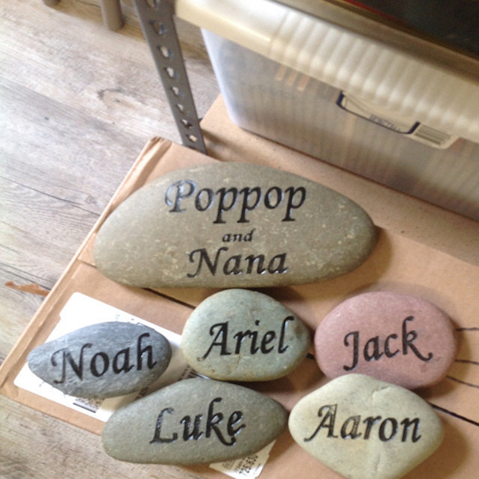 Engraved Grandkids Real Stone Etched Stone Namesake Stone | Etsy