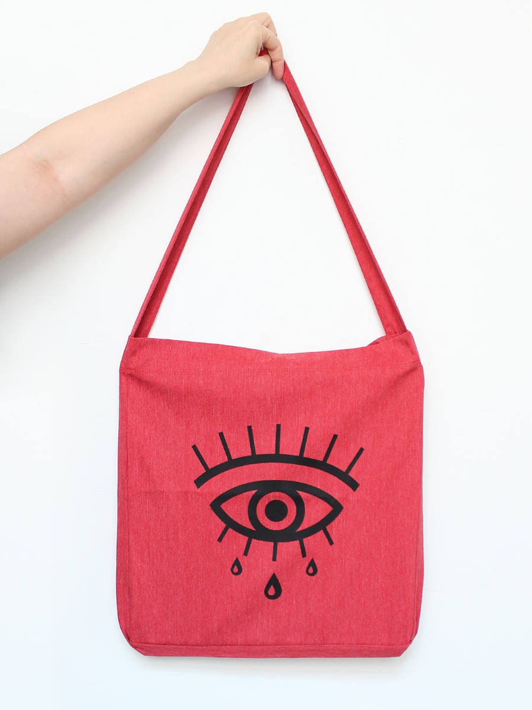 Eye Tote Bag, All-seeing Eye, Geometric Eye, 100% Recycled Red Fabric ...