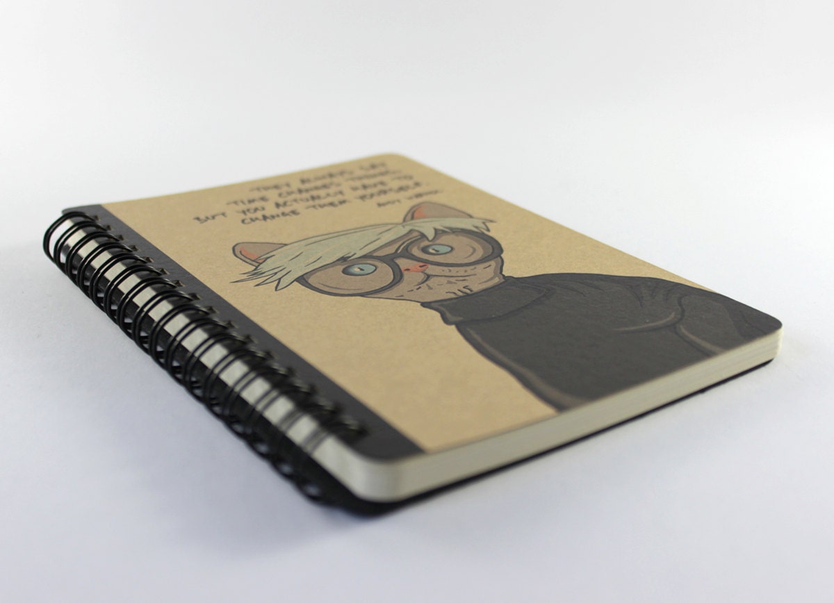Spiral Cat Notebook Andy Warhol Quote, Spiral Bound Small Notebook - Etsy