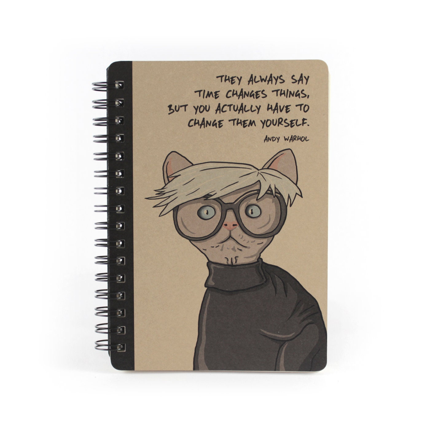 Spiral Cat Notebook Andy Warhol Quote, Spiral Bound Small Notebook - Etsy