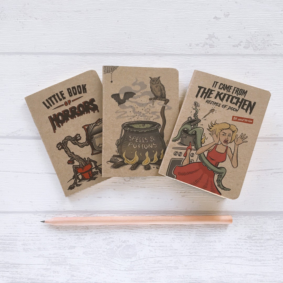 3 Notebooks for Horror Fans, 3 Mini Notebooks, Recipes Notebook, Horror ...