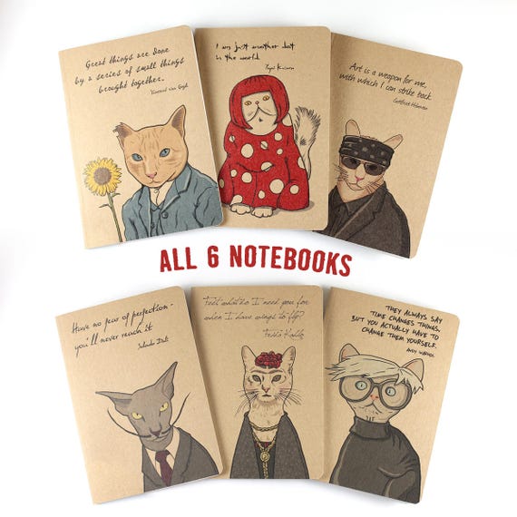 Cat Notebooks 6 Sophisticats Notebooks Artist Notebooks | Etsy