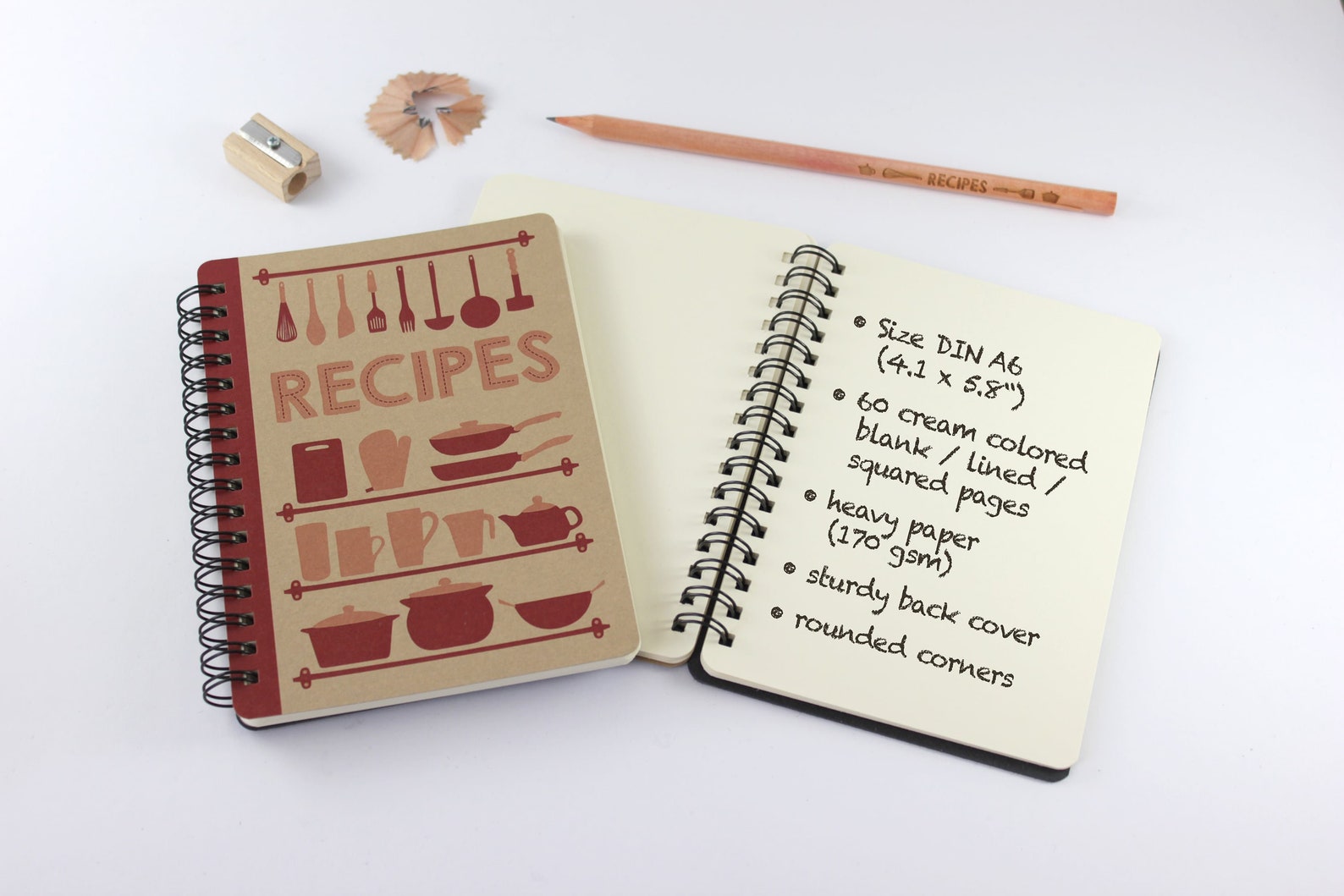 Recipe Book, Small Spiral Notebook "recipes" - Etsy