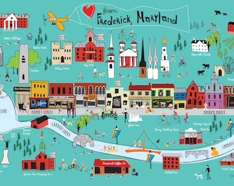 Original Funky Baltimore Poster Map Print Full of Fun and | Etsy