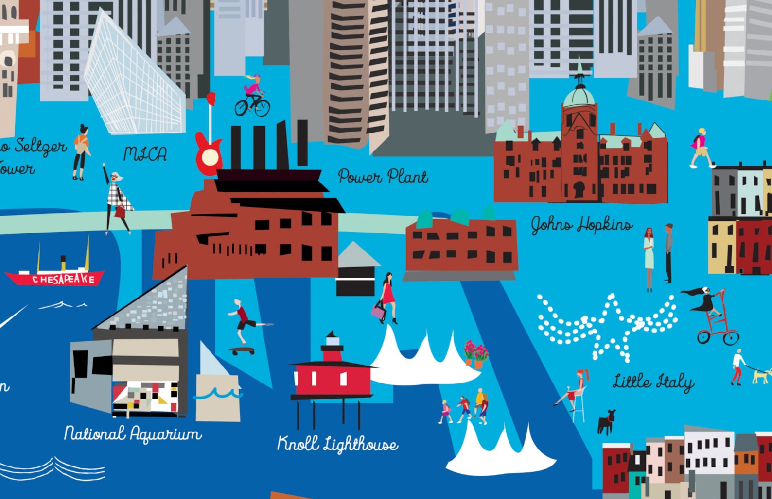 Original Funky Baltimore Poster Map Print Full of Fun and Laughs. I ...