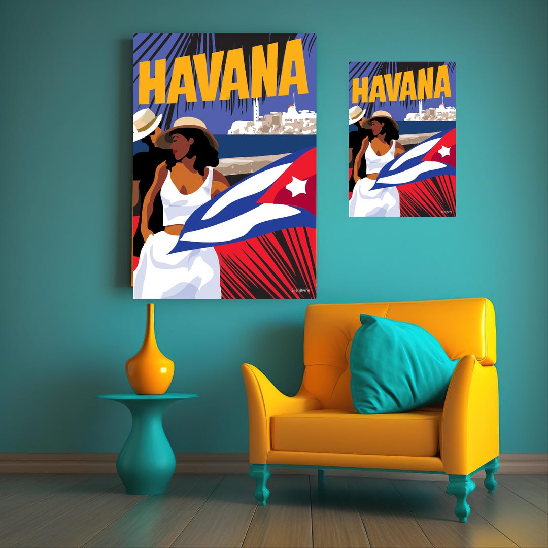 Havana Cuba Poster. Travel Poster Digital Download. Retro Feel, Cuban ...
