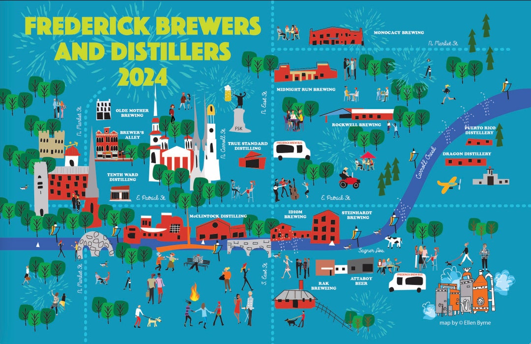 Delightful Illustrated Map of Frederick, Maryland Brewers and ...