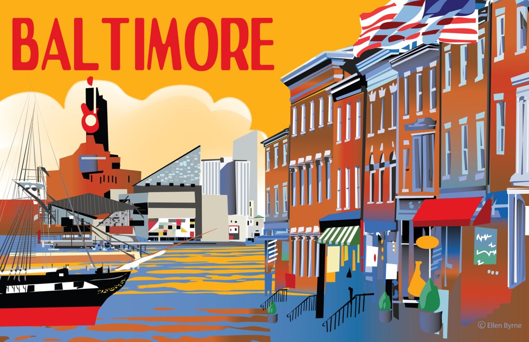 Gorgeous Original Giclée 11" X 17" Poster of Baltimore. Beautiful Charm ...