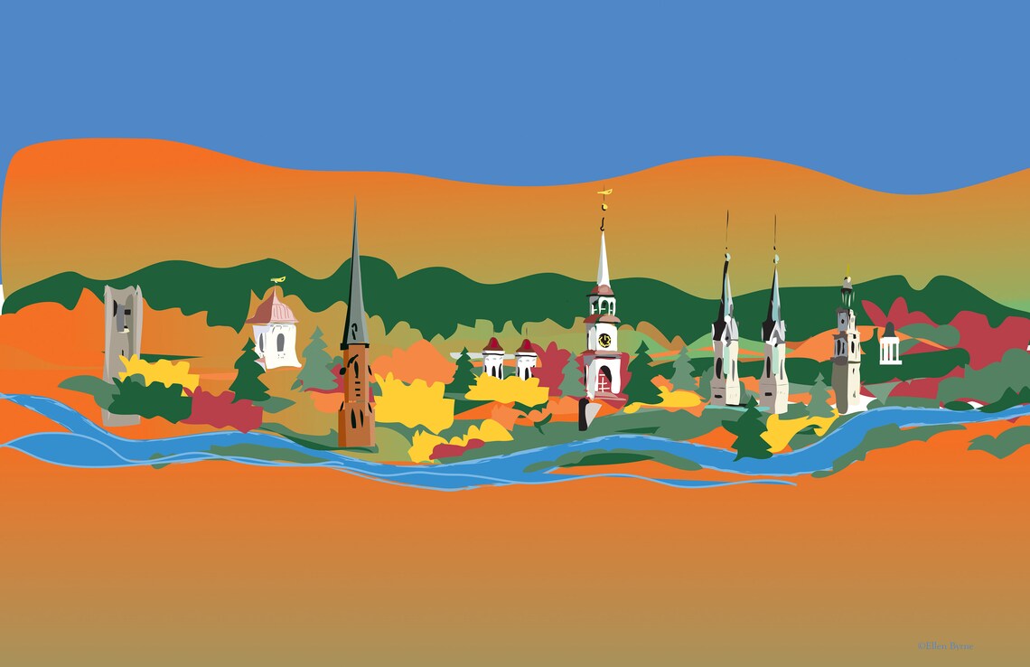 Frederick, MD Spires Colorful Fall Poster 17x11 - Etsy