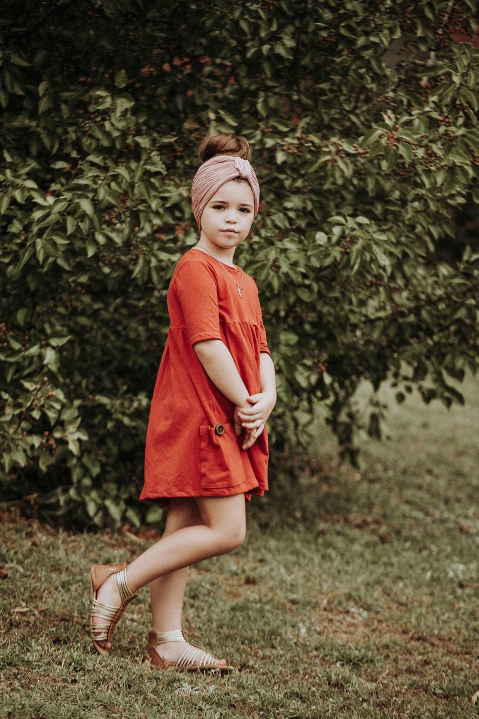 Girls Pocket Knit Dress in Rust Available in Other Solid | Etsy
