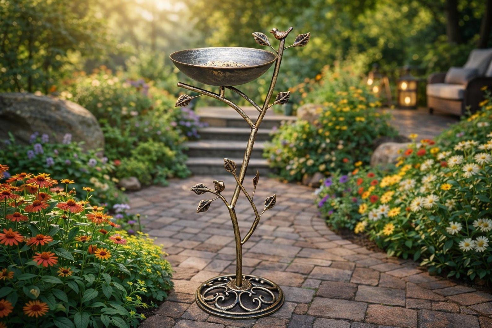 Metal Bird Bath for Garden | Vintage Bird Bath | Bird Bath Bowl ...