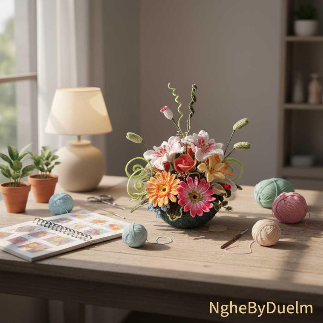 Crochet Flower Arrangement Pattern PDF, Amigurumi Floral Bouquet ...
