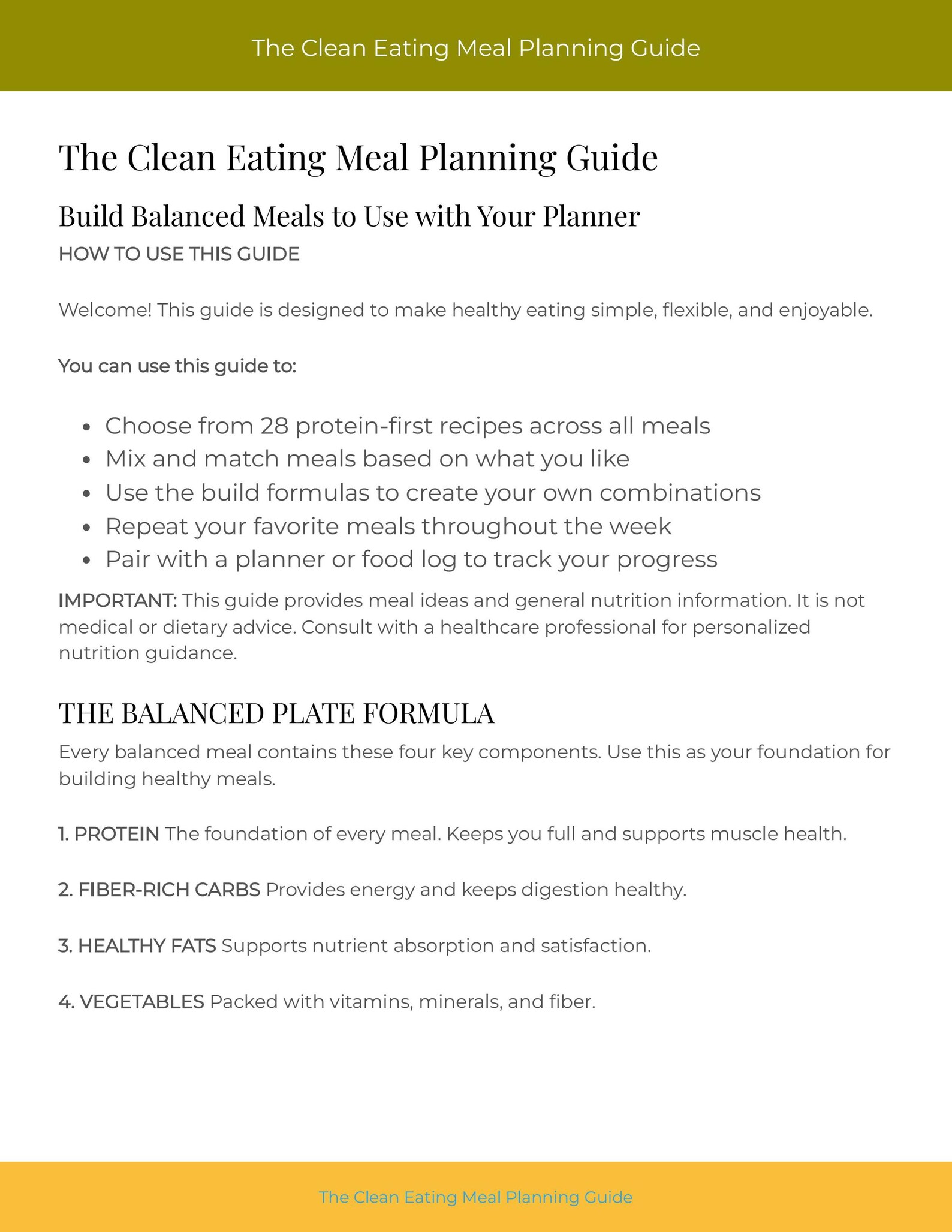 Meal Planning Guide | Protein-first Recipes, Clean Eating | Flexible ...