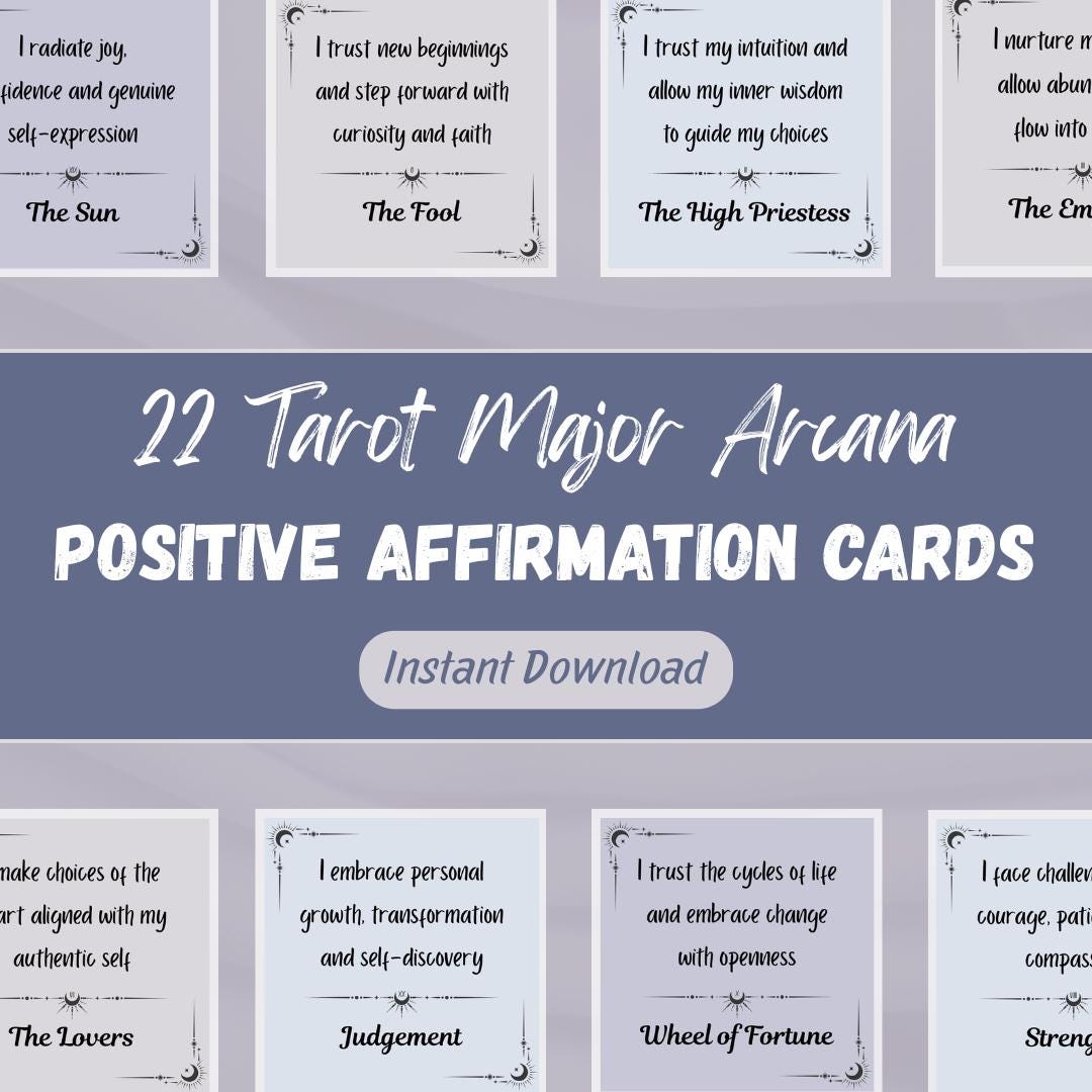 22 Tarot Major Arcana Positive Affirmation Cards | Positive Mindset ...