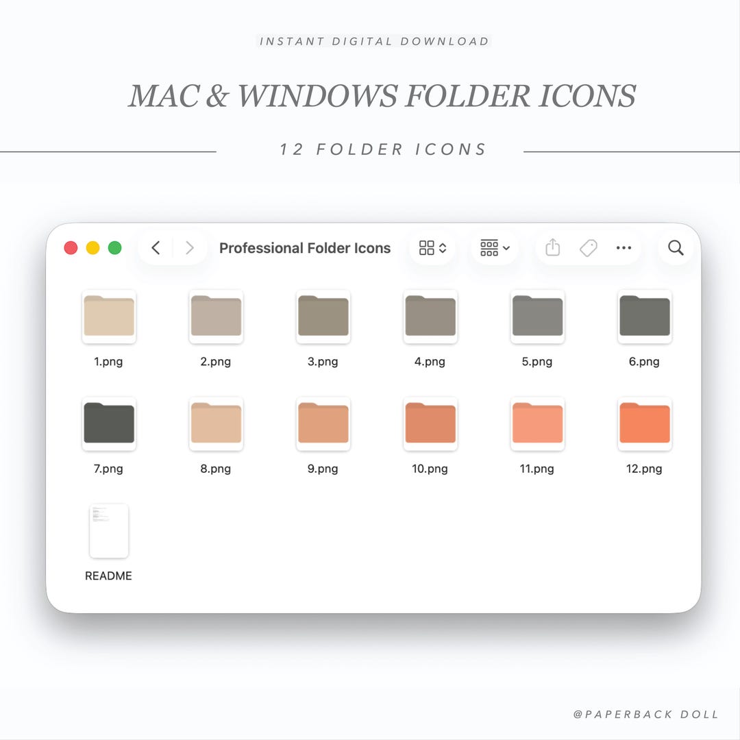 12 Folder Desktop Icons, Mac and Windows | Professional Folder Icons - Etsy
