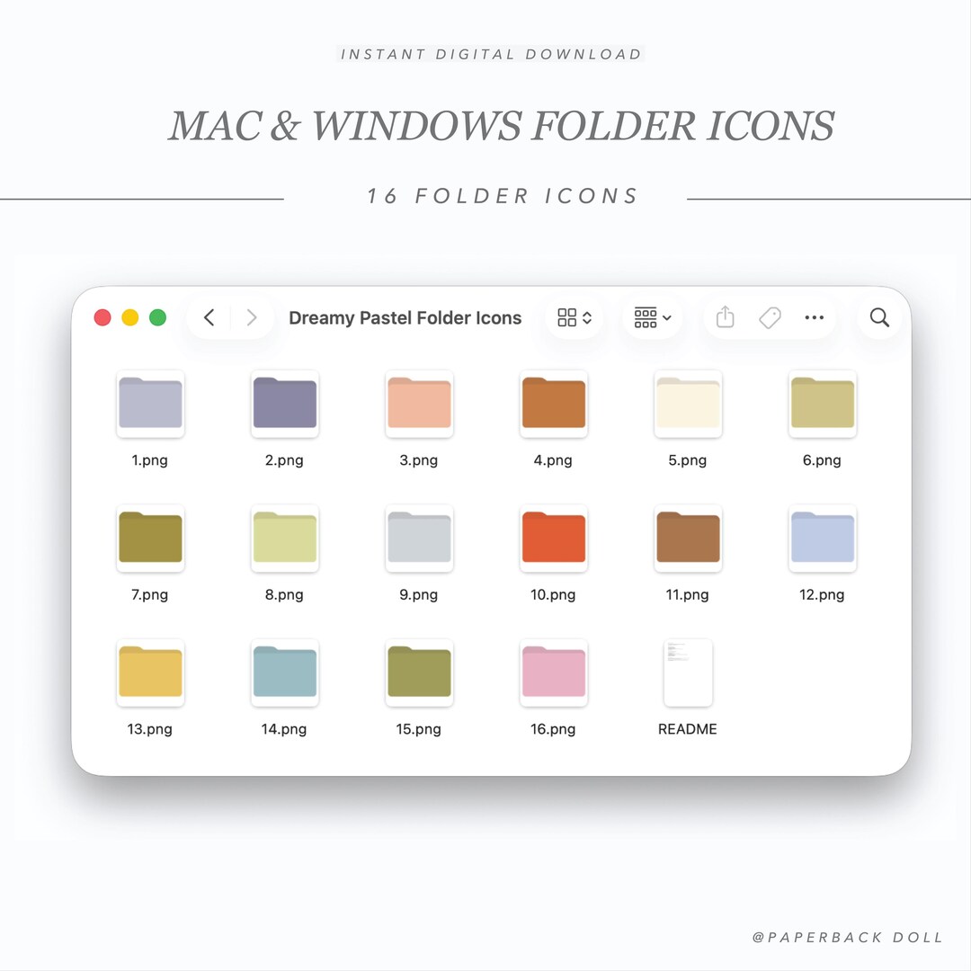16 Folder Desktop Icons, Mac and Windows | Dreamy Pastel Folder Icons ...
