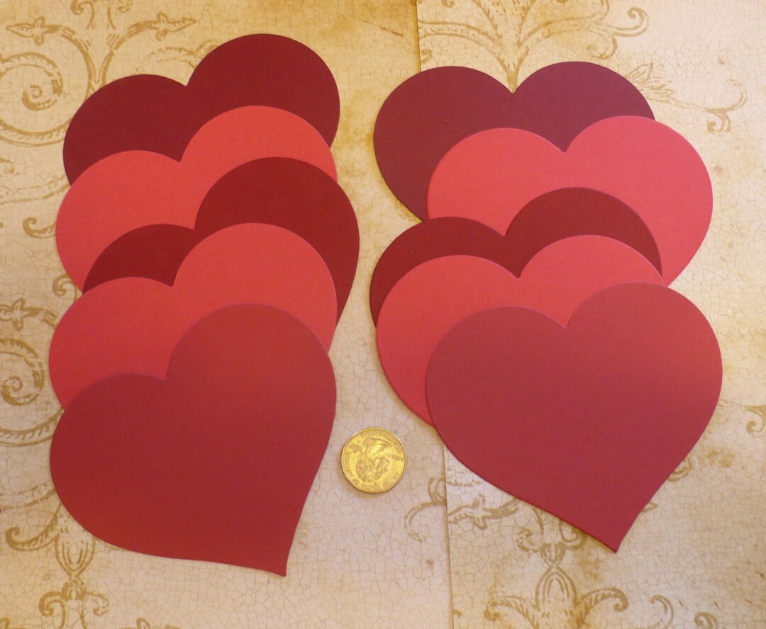 Cardstock Paper Heart Shape Die Cuts Made From Assorted Red Ombres ...