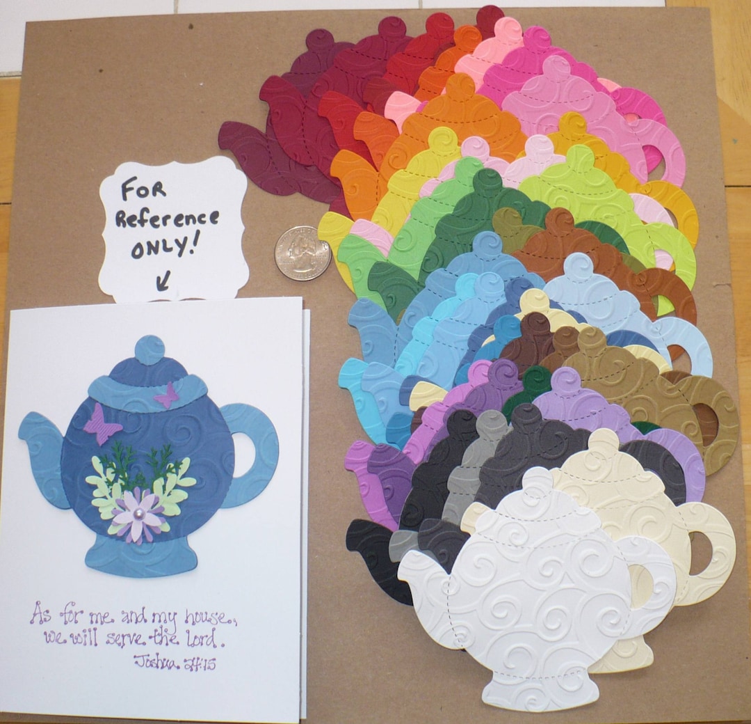 50 Embossed Teapots Die Cut Pieces Shapes From Rainbow Color Cardstock ...