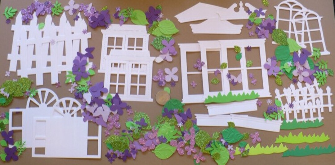 White Cardstock Die Cuts Assortment Set of Window Die Cuts Frame Flower ...