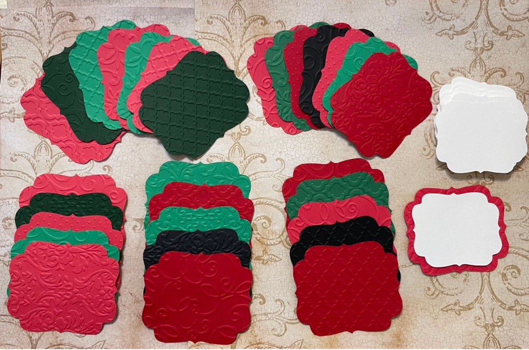 2 Size Die Cut Shapes for Layering Embossed Christmas Colors Cardstock ...
