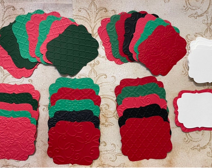 2 Size Die Cut Shapes for Layering Embossed Christmas Colors Cardstock ...