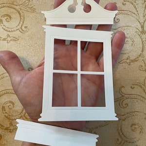 6 White Sizzix Tim Holtz 4 Pane Window Frame Plus Pediment Toppers and ...