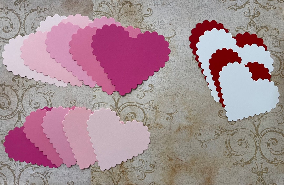 Scallop Heart Shapes Layering Hearts Valentines Red or Pink Colors ...