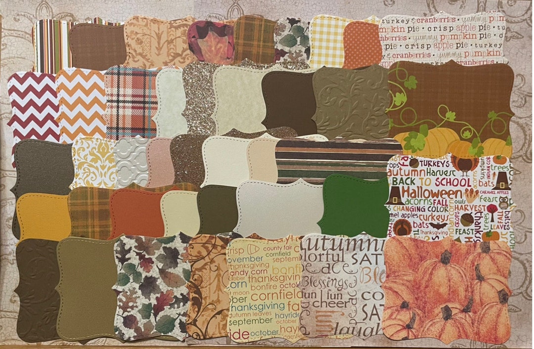 Fall Colors Cardstock Solids Textures Premade Bracket Die Cut Note ...