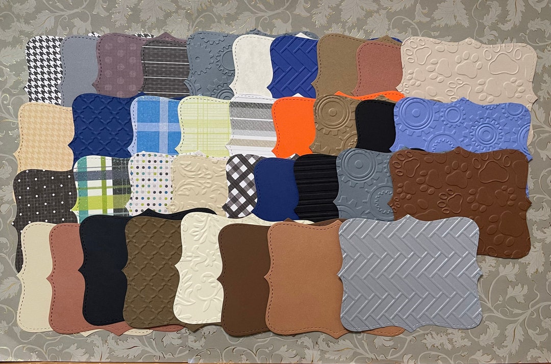 Male Masculine Colors Cardstock Solids Embossed Textures Premade Note ...