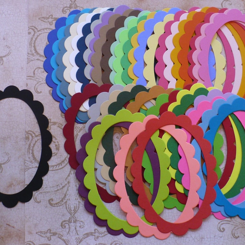 Scalloped Cardstock Oval - Etsy