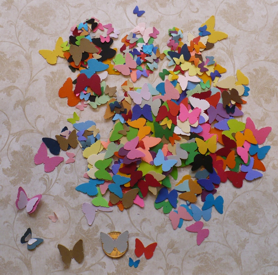 Tiny Small Butterfly Cut Out Punched Shapes Made From Rainbow ...