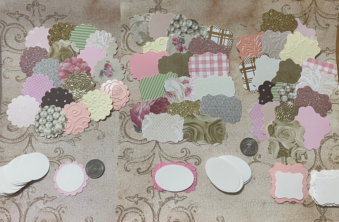 Decorative Small Label Shapes Pieces Made From Prints and Embossed ...