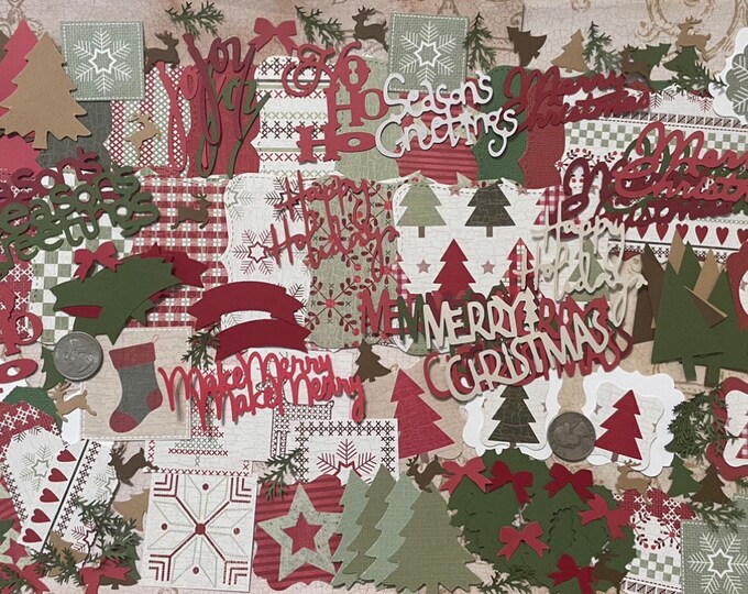 Top Note Die Cut Words Assorted Shapes Made Using Christmas Print ...