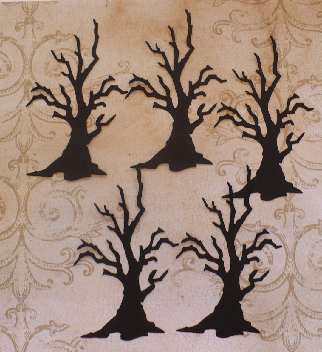 Paper Cut Out Shapes Haunted Bare Tree Black Halloween Die Cuts for ...