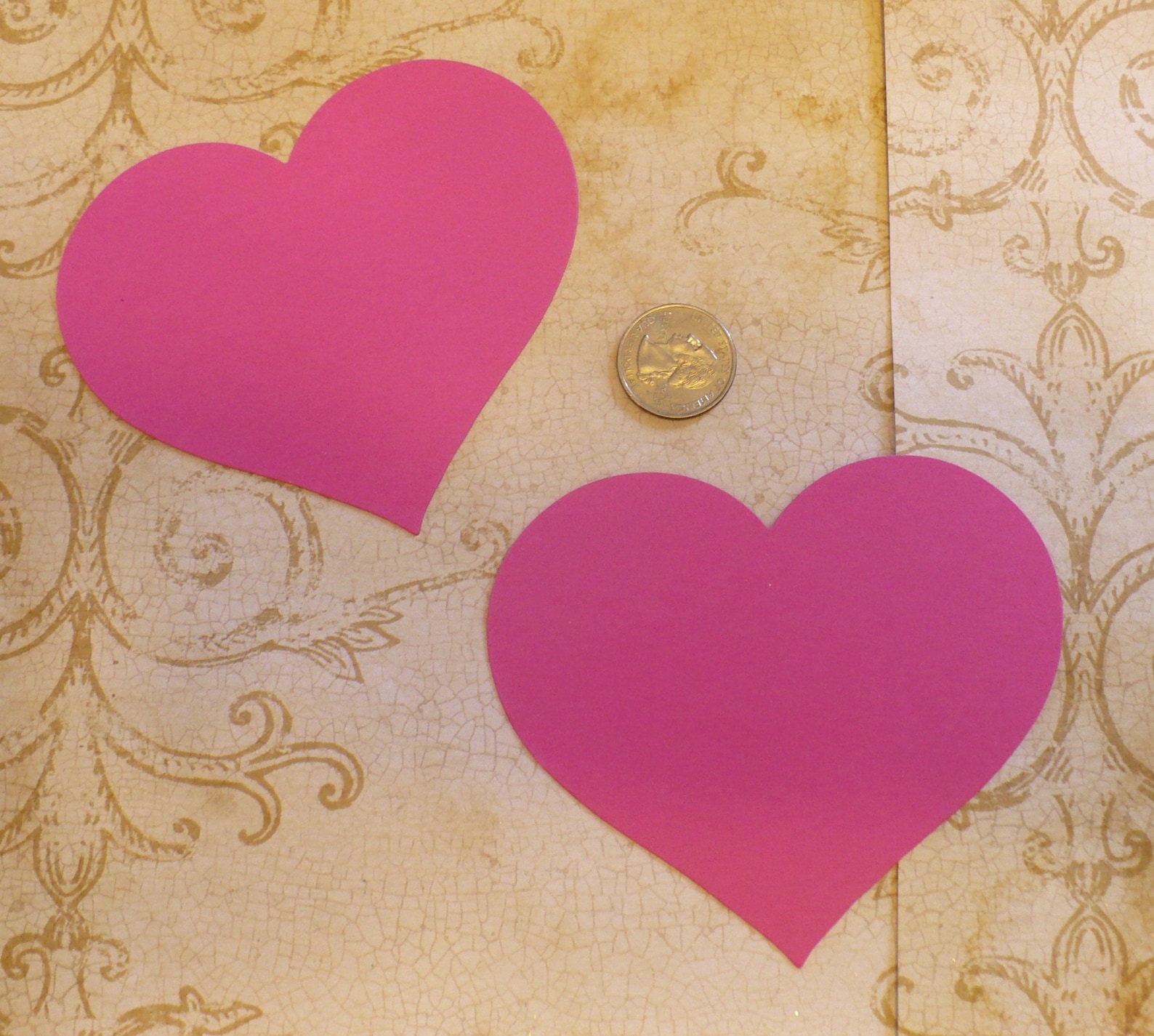 CardStock Paper Heart Shape Die Cuts Made from Hot PINK color | Etsy