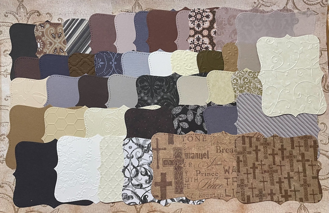 Premade Bracket Note Shapes Die Cuts Neutrals Solids Embossed Prints ...