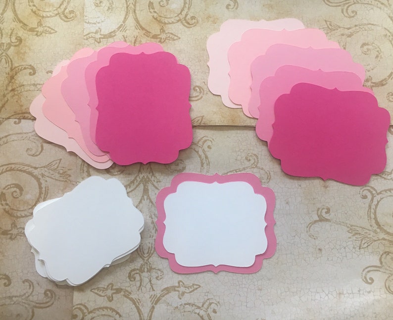 2 Size Die Cut Shapes for Layering Pink White Colors Cardstock - Etsy