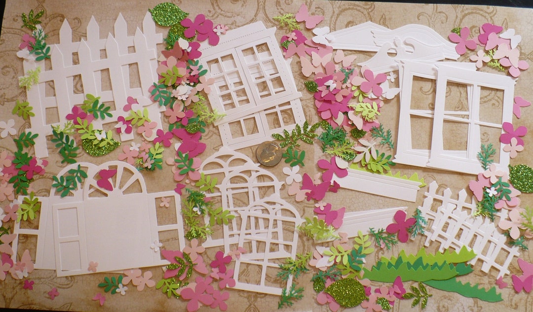 White Cardstock Die Cuts Assortment Set of Window Die Cuts Frame Flower ...