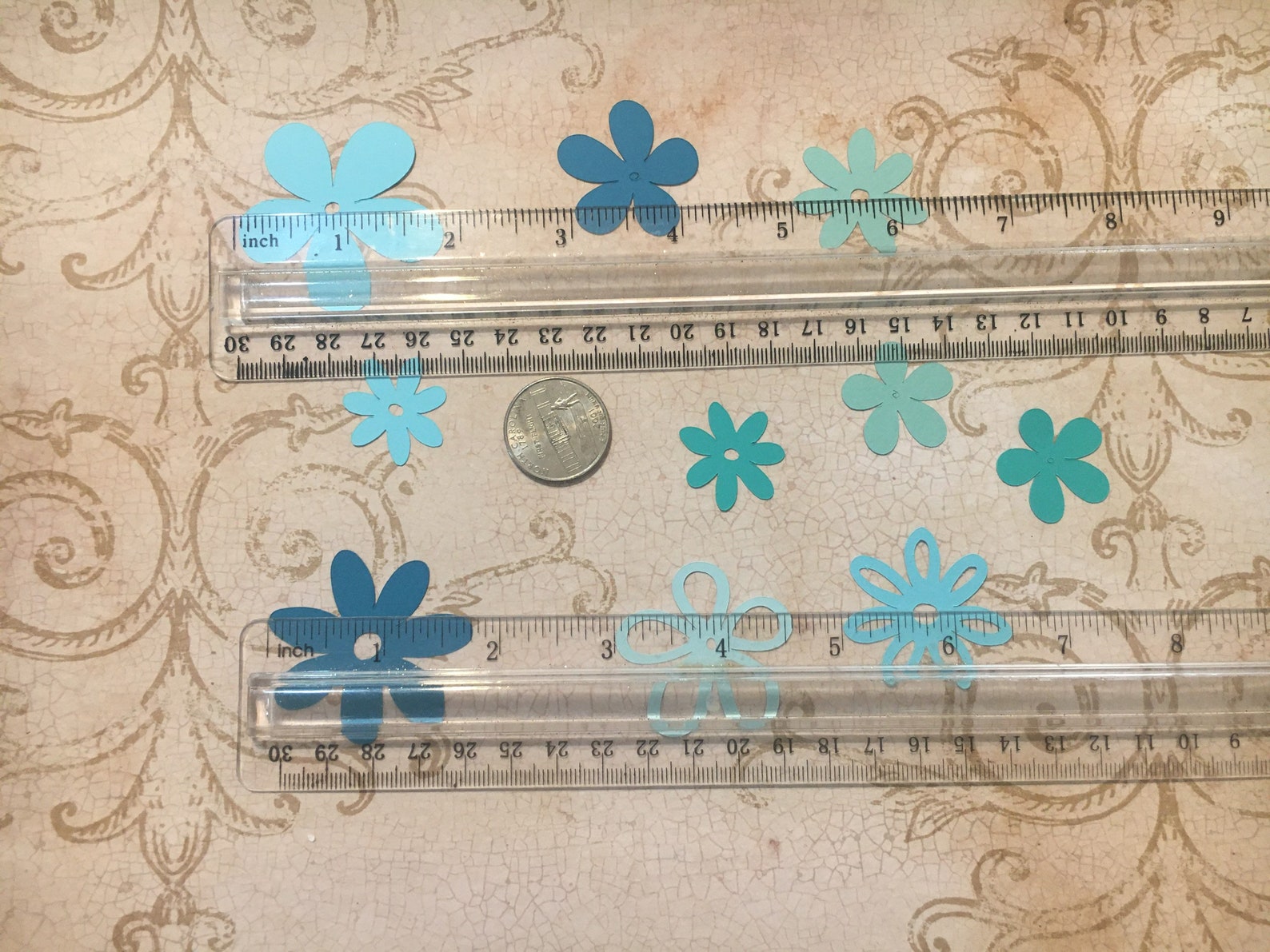 Assorted Teal Colors Shades Cricut Die Cut Flowers Blooms Diy | Etsy