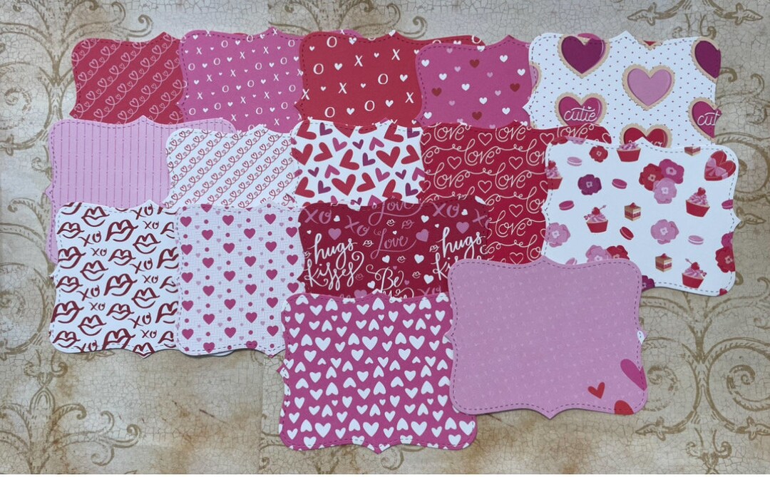 Valentines Premade Top Note Shapes Prints Hearts Cardstock Die Cut ...