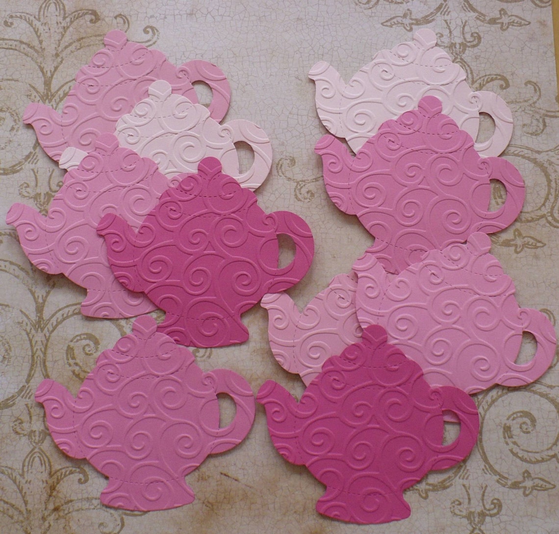 10 Embossed Teapots Die Cut Pieces Made From Sizzix Die Cut - Etsy