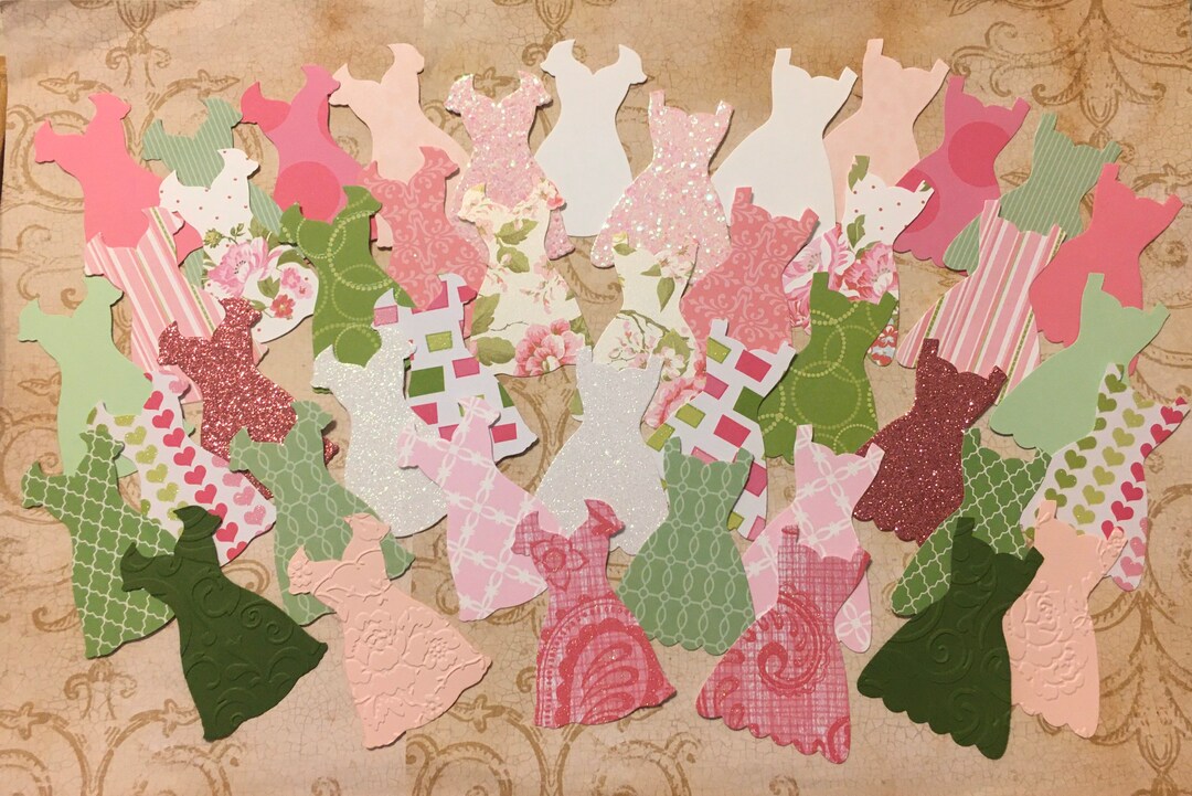 Dress Die Cut Shapes Cardstock Paper Prints Solids Embossed for Cards ...