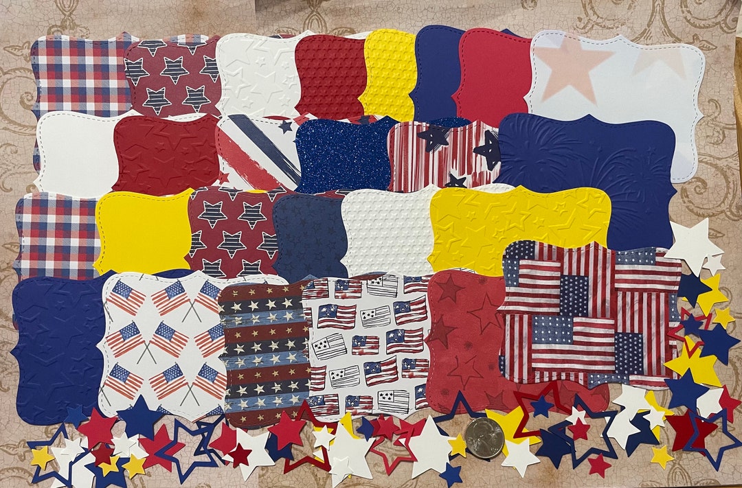 Note Shapes Made Using Independence Day Patriotic Prints Cardstock ...