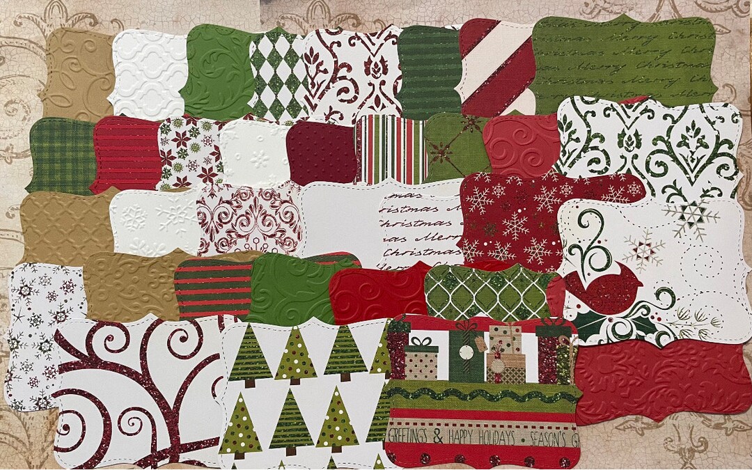 Bracket Note Shapes Made Using Christmas Print Cardstock for Diy Crafts ...