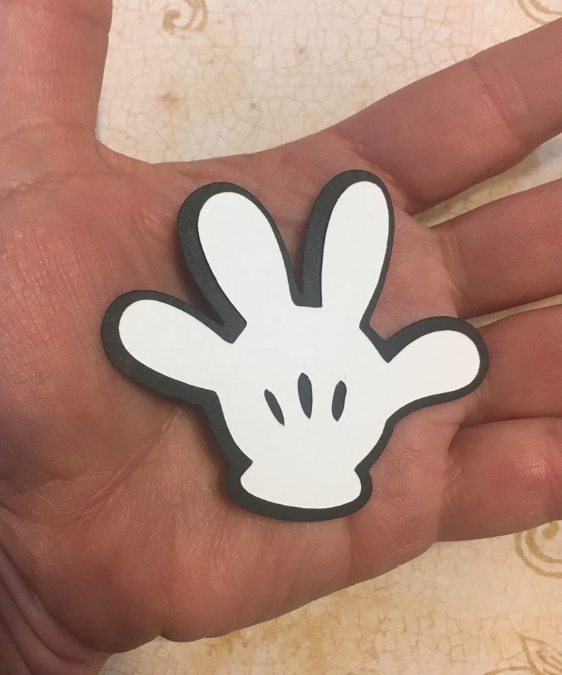 Mickey Mouse Glove Hand Shapes White Black Die Cuts for Diy - Etsy