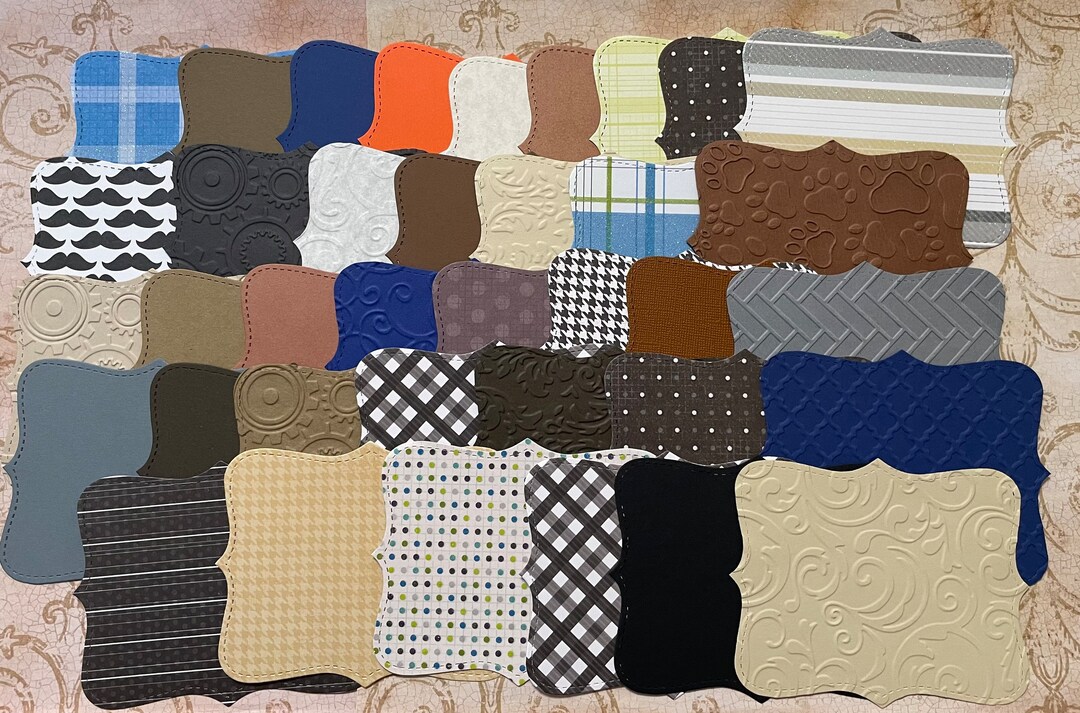Male Masculine Colors Cardstock Solids Embossed Textures Premade Note ...