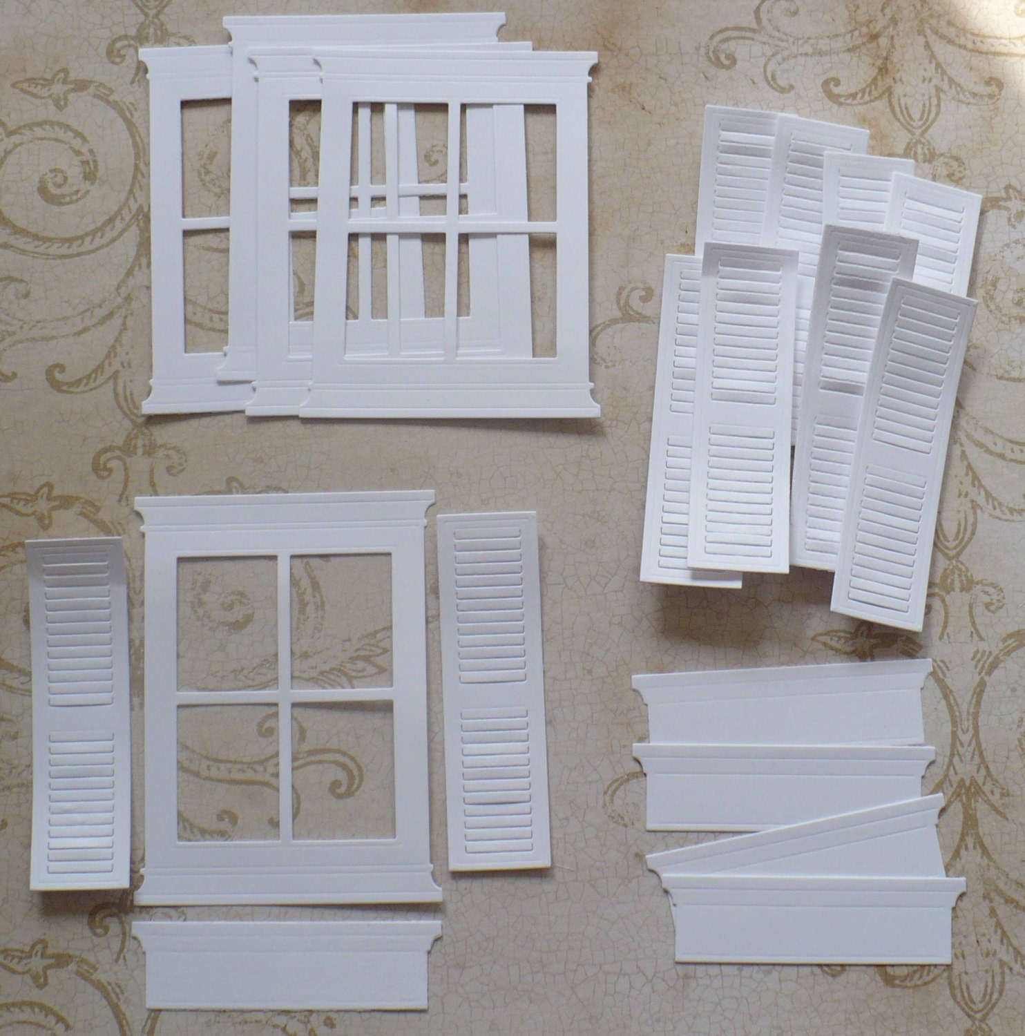 Cardstock Crafts Die Cuts White Shapes 4 Pane Window Frame Plus Flower ...